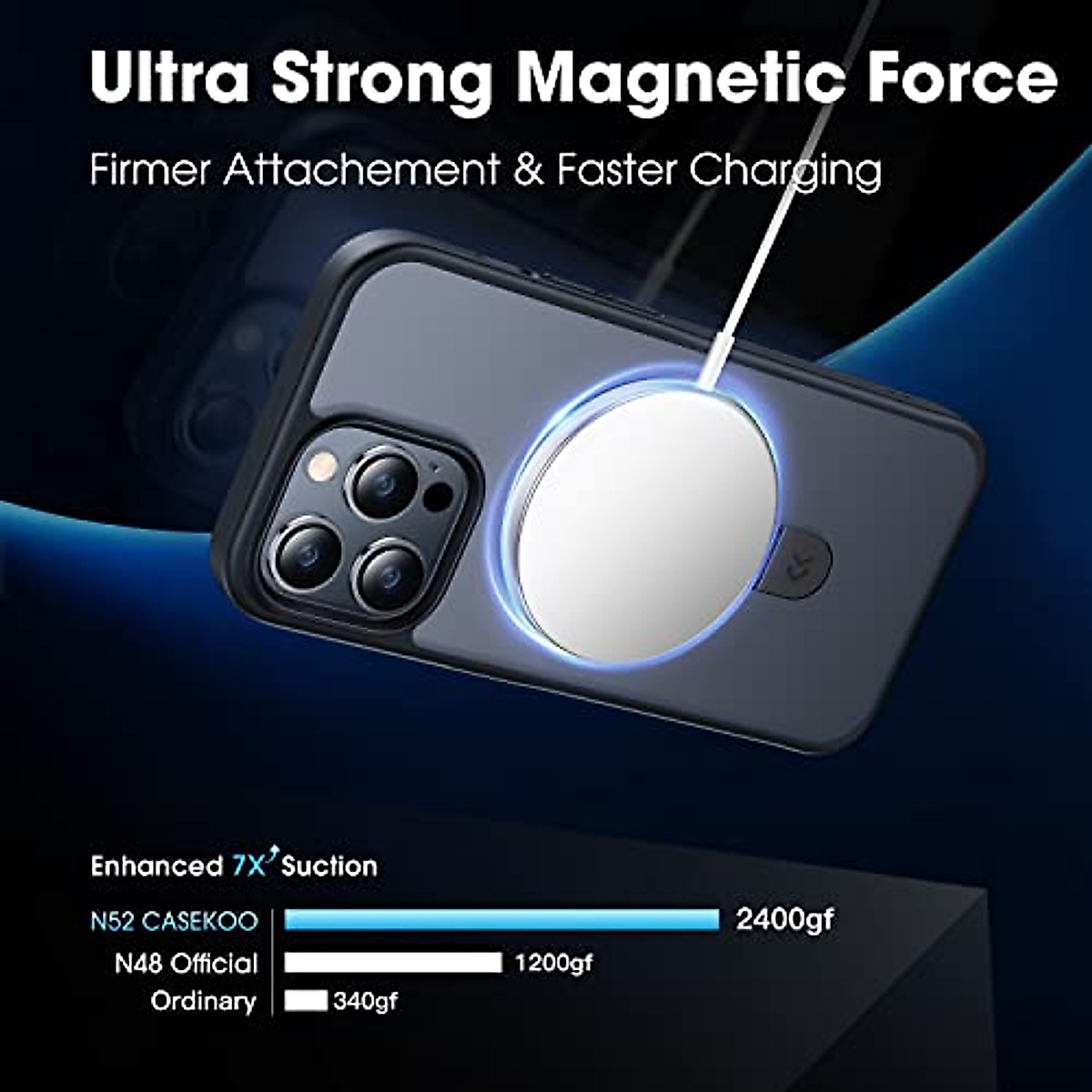 CASEKOO for iPhone 14 Pro Max Case with Magnetic Invisible Stand [Military Drop Protection] [Compatible with MagSafe] Shockproof Slim Translucent Matte Phone Cases for Men Women 6.7 Inch 2022, Black