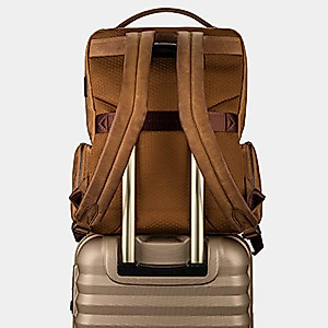 VELEZ Full Grain Leather Backpack with Laptop Compartment 14 Inch - Unisex Brown Slim Bag for College, Work and Business