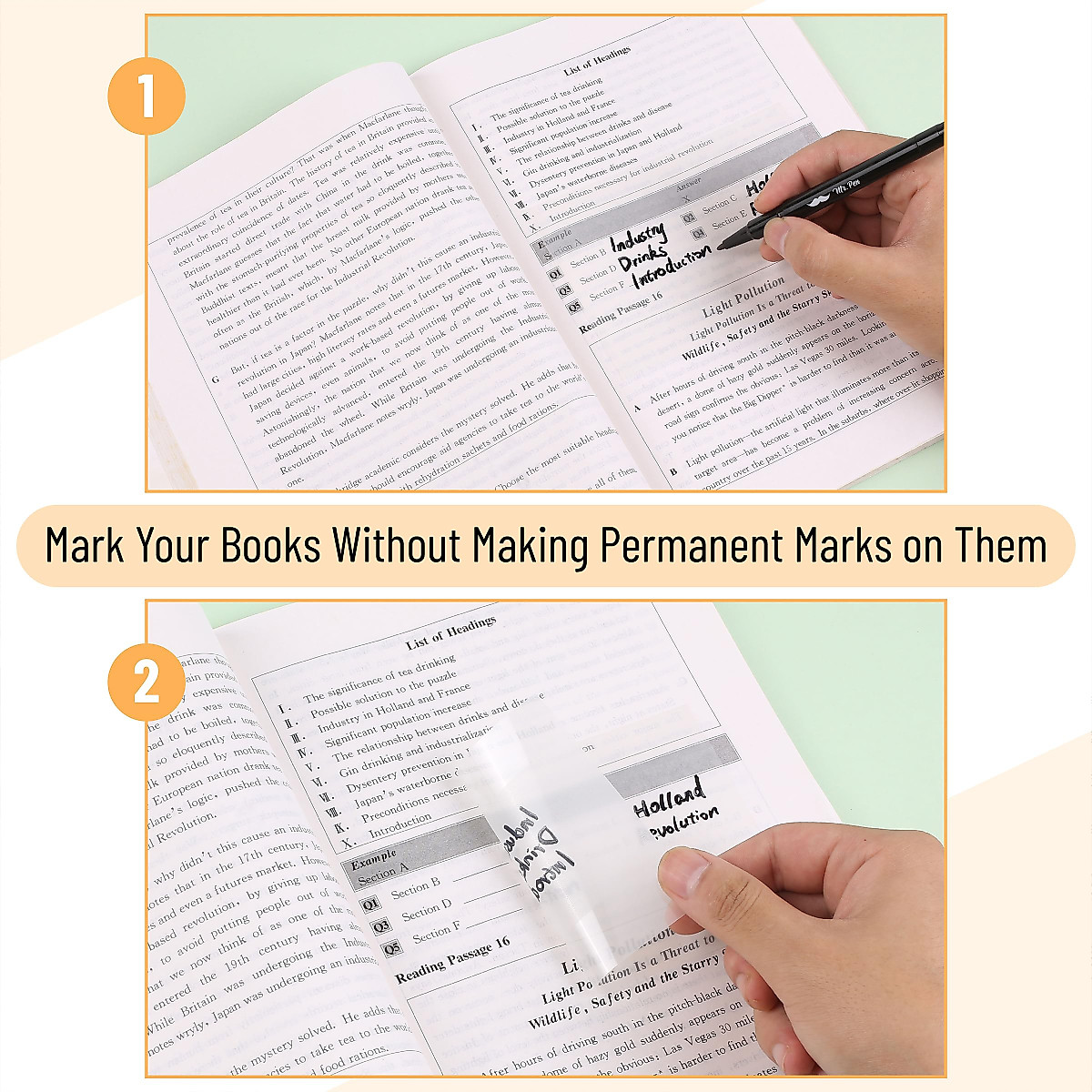 Mr. Pen- Bible Highlighter Tape and Note Set - 331pc Transparent Sticky Index Tabs with Book Highlighter Strips