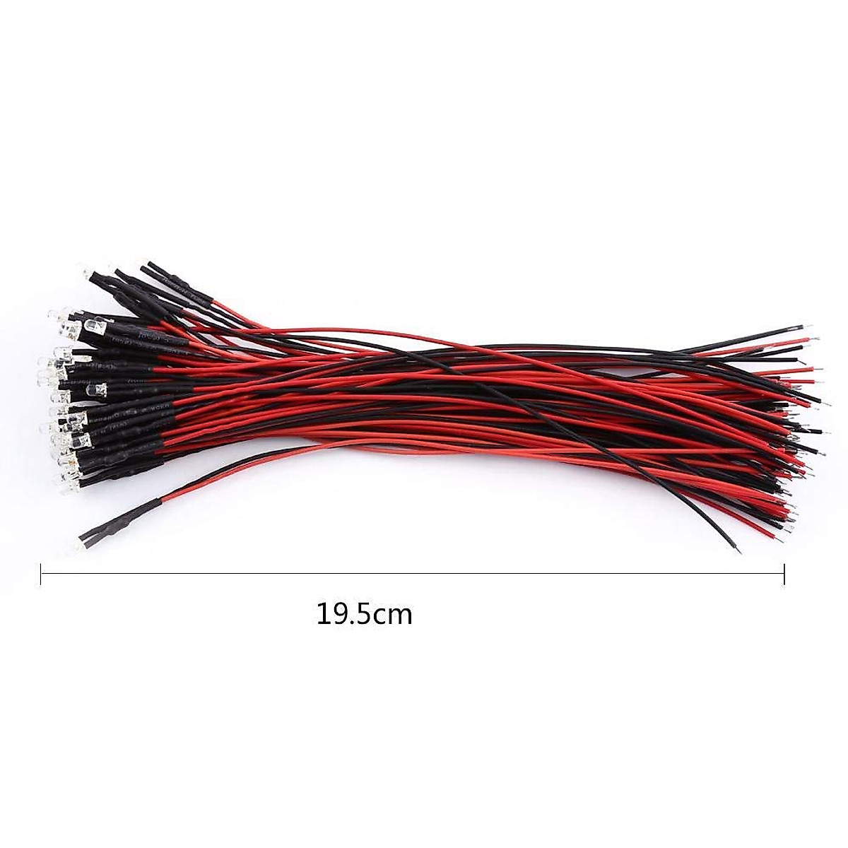 50pcs Pre Wired DC, 9-12V 3 5 10mm Water Clear LED Diodes, White Red Blue Green Light, Flashing Light, Bulb Lamp for DIY Toys Manual Model(White Hair Blue light-3mm)