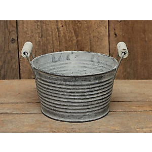 for -- Mini Graywashed Metal Washtub with Wood Handles 5.25" x 4.25" Area Home & Garden