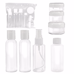 Soft 'N Style Empty Travel Size Bottles Set Plastic Travel Size Empty Bottles, Set of 7 Refillable Cosmetic Container Toiletry Bottles Set or Lotion, Shampoo, Cream, Soap, TSA/Airline Approved