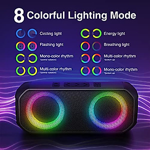 Rythflo Bluetooth Speakers, 24W Deep Bass Portable Wireless Speaker, 24H Playtime, Build-in MIC, IPX6 Waterproof Outdoor Blue Tooth Speaker Via Bluetooth 5.0/3.5mm Aux-in/TF Card Connection