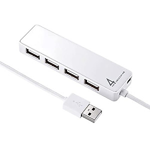 Sanwa Supply USB-HTV410WN2 4-Port USB 2.0 Hub with Velcro HDD Connection (White)
