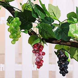 HUIANER Fake Grapes 3 Bunches of Simulation Fruit with Artificial Grape Vines Lifelike Grapr Leaves for Wedding Home Indoor Outdoors Party Garden Wall Decoration