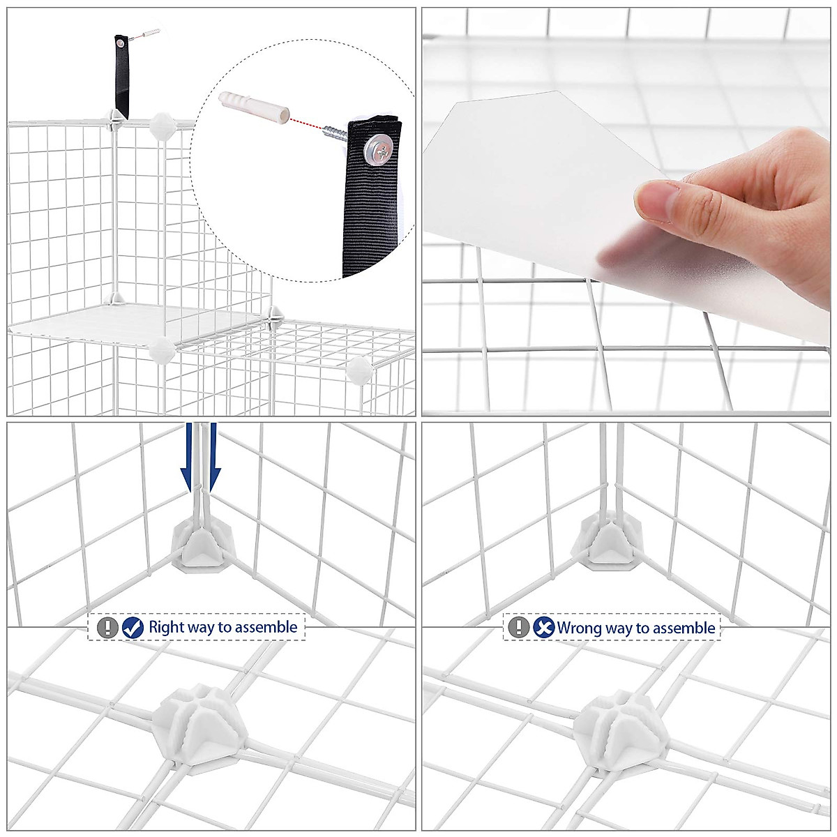 SONGMICS Wire Cube Storage, 20-Cube Modular Rack, Storage Shelves, PP Plastic Shelf Liners Included, 48.4" L x 12.2" W x 60.2" H White ULPI45W