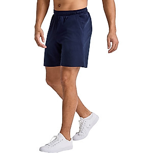 Hanes Men's Originals Cotton Pockets, Pull-On Jersey Gym Shorts, 7", Athletic Navy