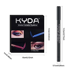 Ownest 14 Colors Eyeliner Pen Set,Pearl Eyeliner Kit Metallic Eyeliner Pencil Glitter Eyeliner for Women Eye Liner Professional Eye Makeup Set Colorful Eyeliner Eye Color