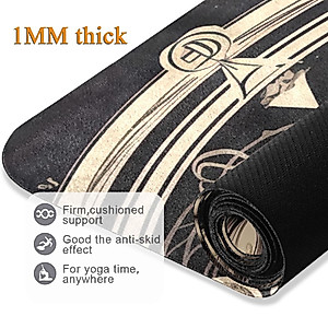 GOODOLD Goat Symbol Yoga Mat, 71 x 26 Inch Non-slip Yoga Mats Folding Travel Exercise Mat Indoor Outdoor Gym Pilates with Storage Bag for Women Men