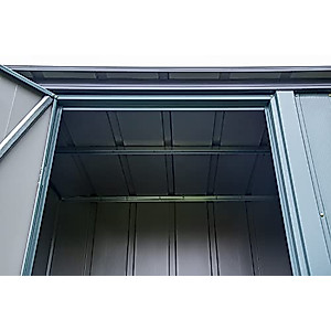 Spacemaker 4' x 3' Compact Outdoor Metal Backyard, Patio, and Garden Storage Shed Kit, Juniper Berry