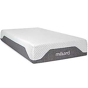 Milliard 12 Inch Semi Firm Memory Foam Mattress/CertiPUR-US Certified/Pressure Relieving, Queen
