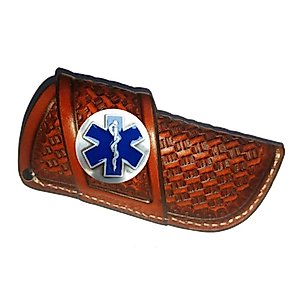 Custom Nocona Weave EMT, EMS, Cross of Life Side Draw Knife Sheath left side