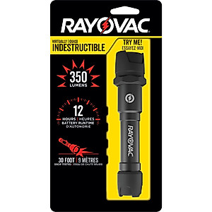 Rayovac Virtually Indescructible LED Tactical Flashlight, Bright Heavy Duty Flashlight for Camping Gear and Hiking, Water Resistant EDC Flashlight, Pack of 1, Black