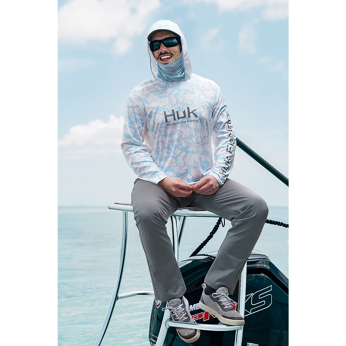 Huk Men's Neck Gaiter | Face UPF 30+ Sun Protection, Glacier, OSFA