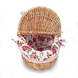 Wicker Picnic Baskets with Handle and Lid, Double Lids Wicker Picnic Basket for Picnic Hiking Camping Family Gatherings Home Decor
