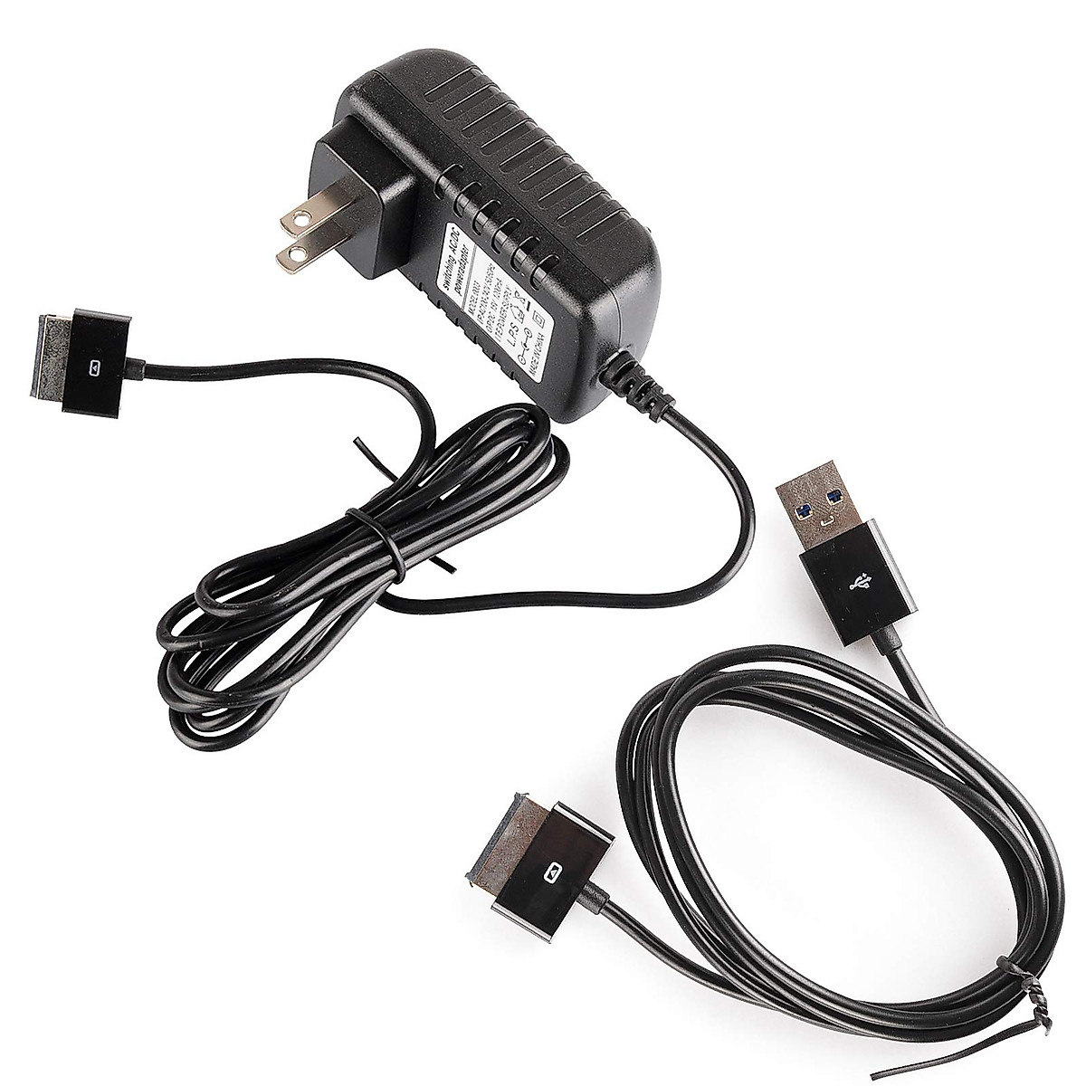 ELENKER Tablet Charger and USB 3.0 Data Sync Cable Cord for Asus Transformer EeePad TF101 TF201 TF300 TF300T TF700 TF700T Slider SL101