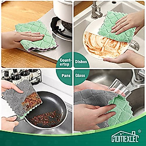 HOMEXCEL Dish Towels 12 Pack,Premium Kitchen Towels,Super Absorbent Coral Fleece Dishtowels, Nonstick Oil Washable Fast Drying Kitchen Cloth Rags