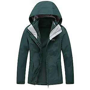 Diamond Candy Womens Winter Coat Waterproof Rain Jacket for Ski, 3 in 1 Fleece Jacket with Hood