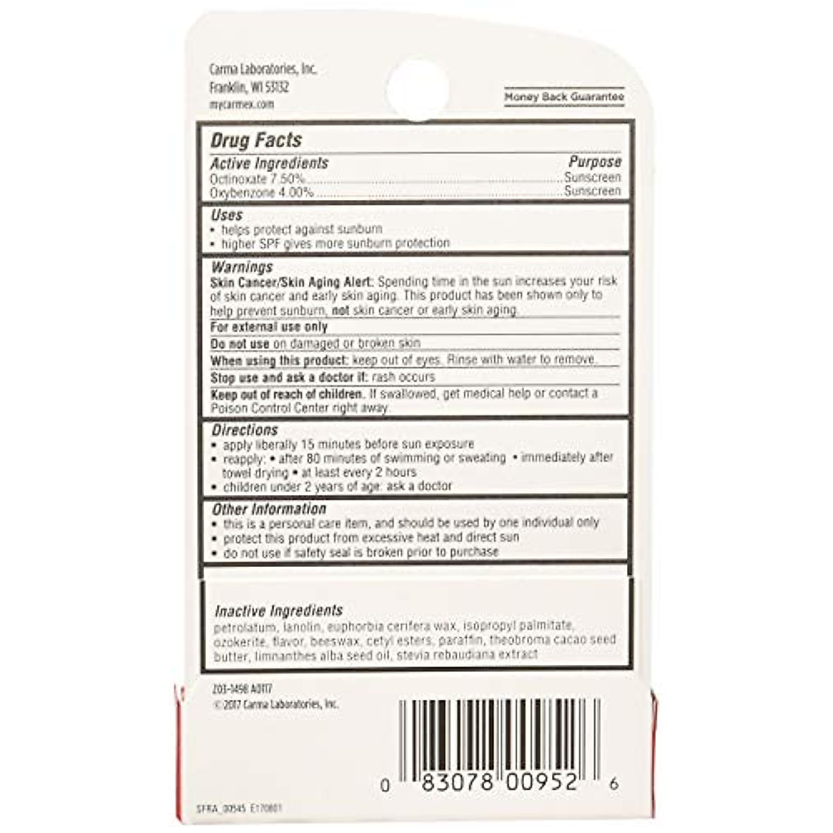 Carmex Lip Balm Stick, Strawberry, 3 Count