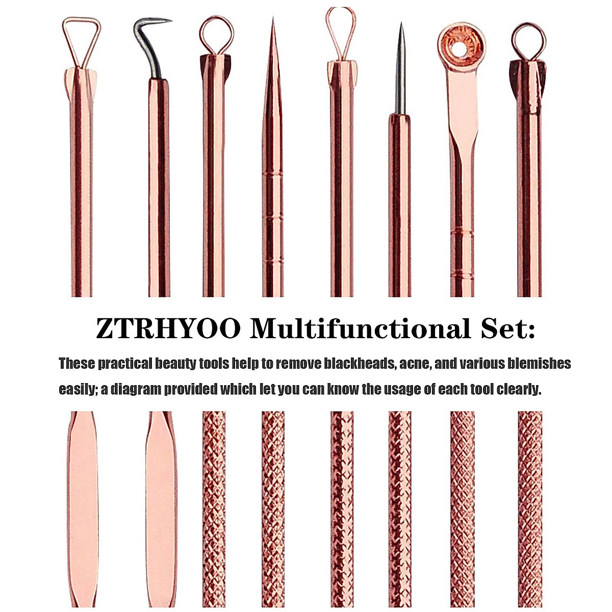 ZTRHYOO Blackhead Remover Pimple Comedone Extractor Tool Best Acne Removal Kit - Treatment for Blemish, Whitehead Popping, Zit Removing for Risk Free Nose Face Skin with Case(Rose, 4 Piece Set)