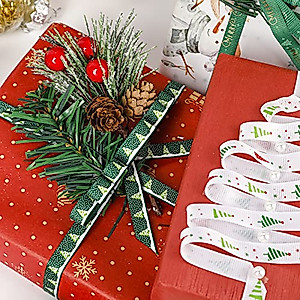 WELTOKE Christmas Ribbons Holiday Grosgrain Satin Ribbons for Christmas Gifts Wrapping Christmas Tree Decorations Festival DIY Crafts Wedding Hair Bows Party Favor(20 Pcs 3 Sizes 55 Yards)