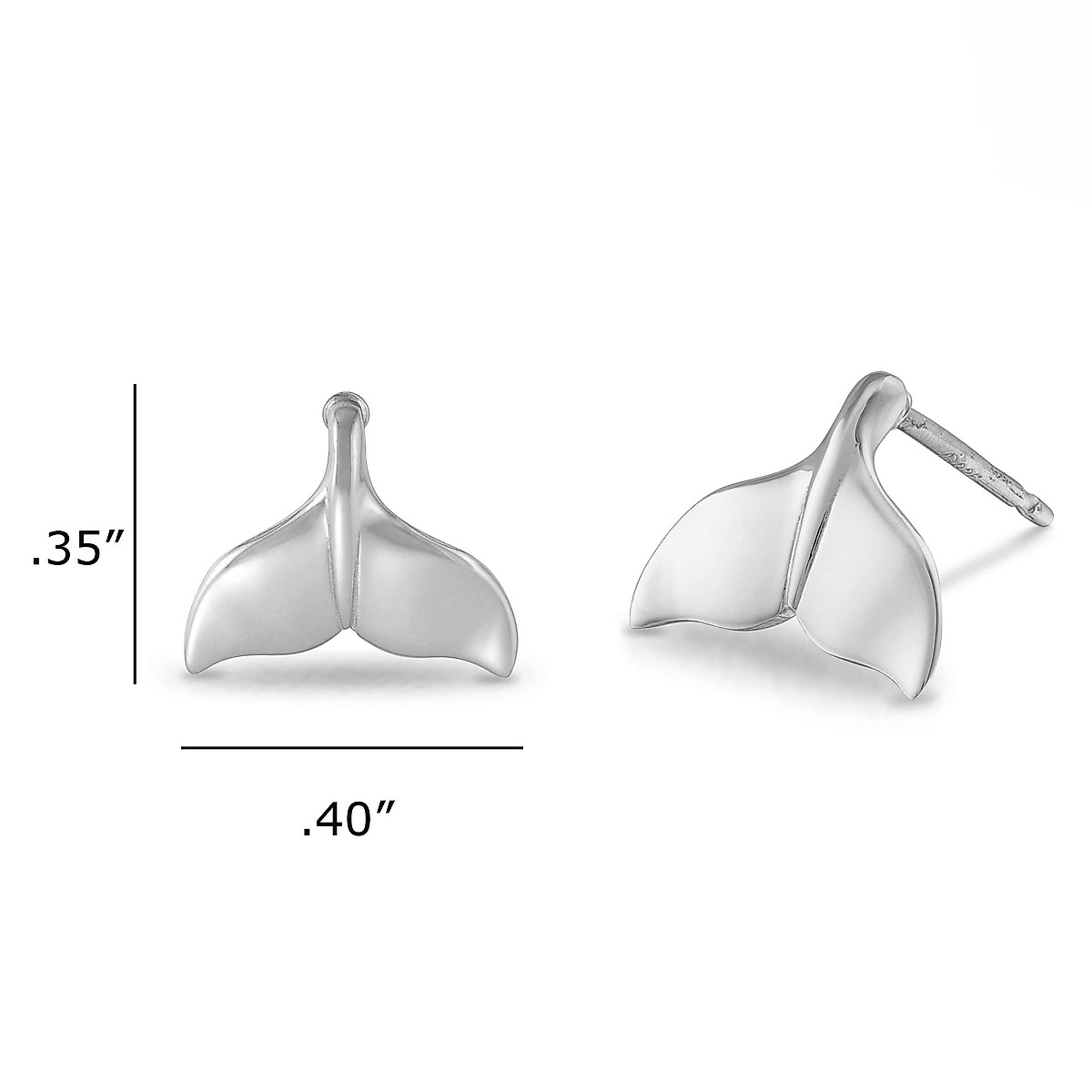 Boma Jewelry Sterling Silver Whale Tail Animal Stud Earrings