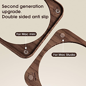 HEWYIOS Black Walnut Desktop Stand is Suitable for Mac Mini and Mac Studio, and The Heat Dissipation and dust Proof Base is Suitable for M1 M2 Host Accessories (Second Generation Upgrade Anti Slip)
