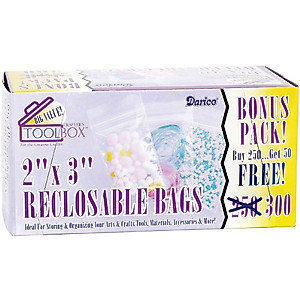 Darice 1115-09 Plastic Reclosable Storage Bags, 2 by 3-Inch, Clear, 300 Bags Per Box