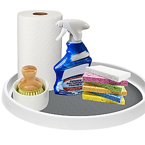 Set of 2, 12 Inch Non-Skid Lazy Susan Organizer, Pantry Lazy Susan Turntable for Cabinet, Kitchen Cabinet Organizer, Pantry Organization and Storage -White/Gray