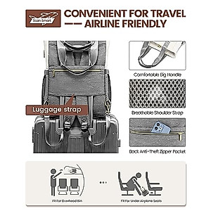 LOVEVOOK Laptop Backpack for Women, 17 Inch Work Laptop Bag Teacher Nurse Backpack, Wide Open Travel Backpack Purse Convertible Business Computer Tote Daypack with USB Port