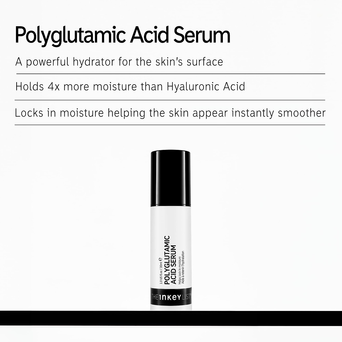 The INKEY List Polyglutamic Acid Serum, Face Serum to Moisturize Dry Skin, Reduce Fine Lines and Boost Radiance, 1.01 fl oz