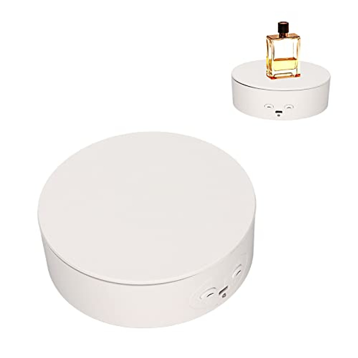 Tharyee Electric Rotating Display Stand, 360 Degree Rotating Turntable, 360 Degree Rotating Display Stand Maximum Load 6.6lb Electric Rotating Turntable for Wine Bottles Cosmetics (White)