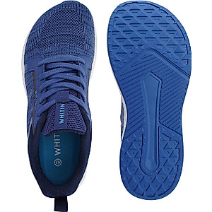 WHITIN Men's Wide Width Toe Box Shoes Size 9.5 Sneakers Knit Comfortable Zapatos para Male Fashion Casual Non Slip Cushioning Dark Blue 43