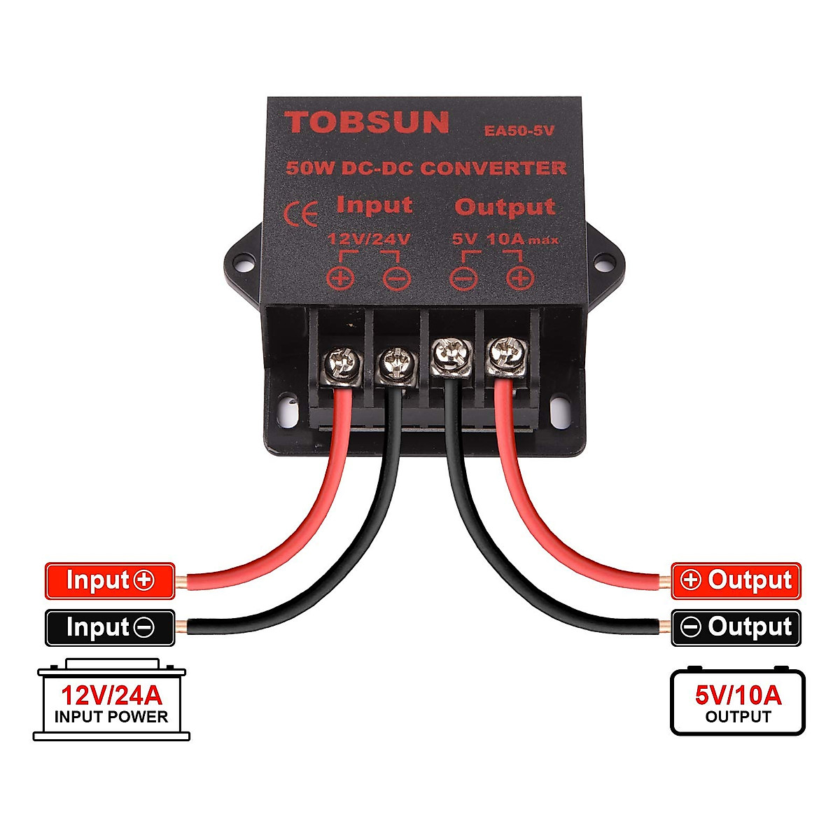 12v to 5v Converter - iGreely DC 12V 24V to 5V 10A Step Down Converter Adapter DC Voltage Reducer Regulator Power Supplies Transformer Module (5V 10A 50W)