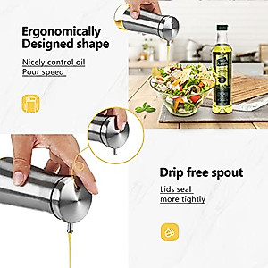 Aelga Olive Oil And Vinegar Dispenser Bottle Set 2 Pack Elegant Stainless Steel Oil Dispenser Set- Oil Dispenser Bottle for Kitchen with Drip Free