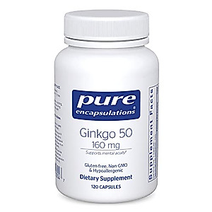 Pure Encapsulations Ginkgo 50 160 mg | Ginkgo Biloba Supplement to Support Oxygen, Blood Circulation, and Mild Memory Problems Associated with Aging* | 120 Capsules