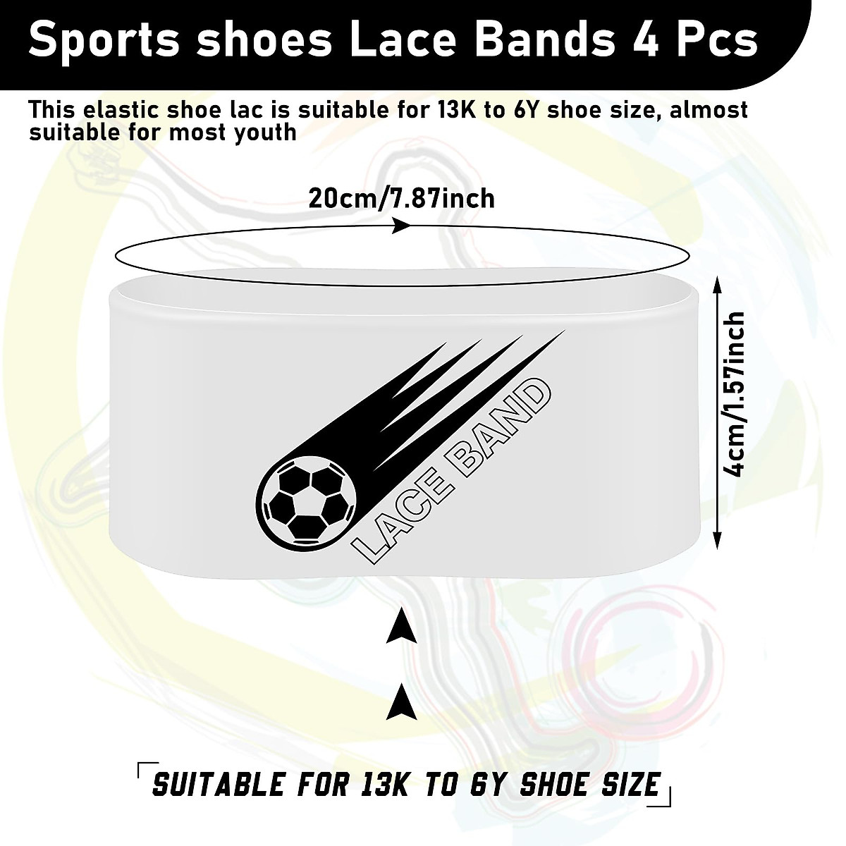 Patelai 4 Pcs Soccer Cleat Lace Cover Football Shoe Band Soccer Shoe Cover Football Cleat Bands Youth Adult for Season(Youth,White)