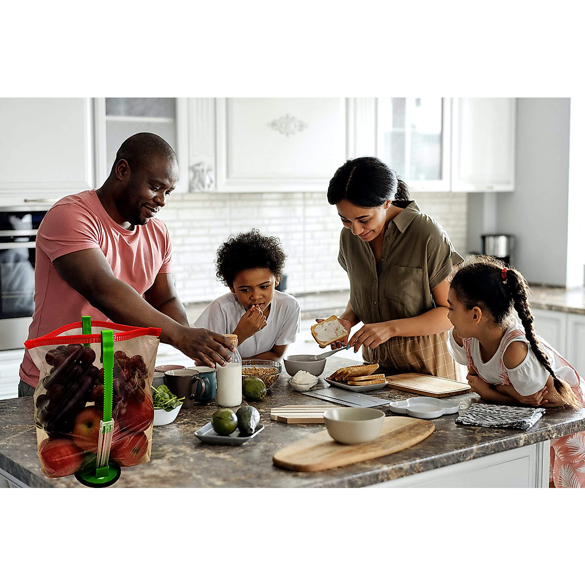 8 Pack Baggy Rack, Adjustable Plastic Freezer Bag Holder Stand, Zip Lock Bag Kitchen Gadget for Meal Planning