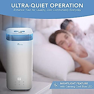 Senville 5L Top-Fill Humidifier for Home, Large Capacity Cool Mist Humidifier, Ultrasonic, with Essential Oil Diffuser for Aromatherapy White