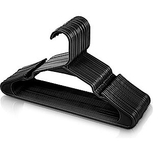 Utopia Home Plastic Hangers 100 Pack - Durable, Slim & Sleek Hangers with Shoulder Grooves - White & Black Clothes Hangers