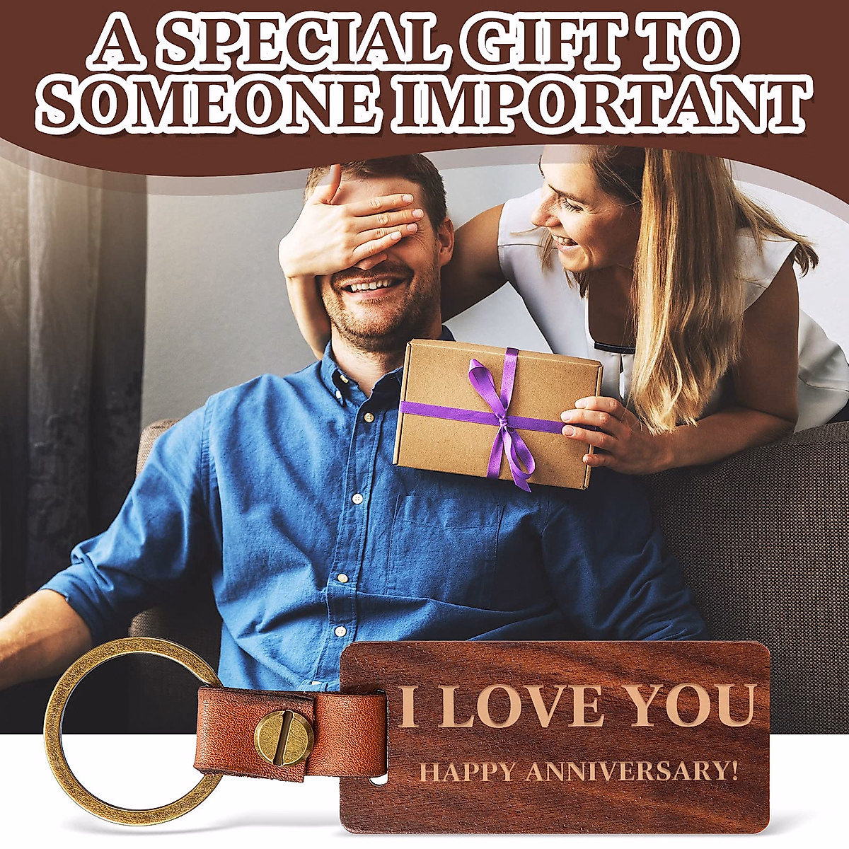 Kigeli 20 Packs Wooden Keychain Blanks Leather Wood Keychain Blank with Leather Strap Keyring for DIY Crafts Dad Mum(Classic Style)