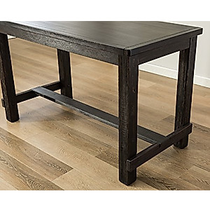 Roundhill Furniture Aneta Antique Black Finished Wood 5-Piece Counter Height Dining Set, Gray