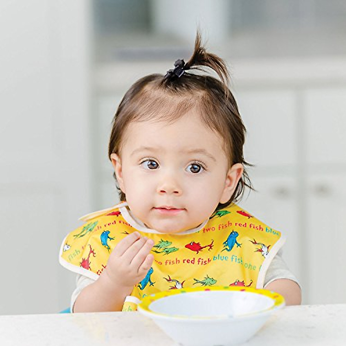 Bumkins Dr Seuss SuperBib, Baby Bib, Waterproof, Washable, Stain and Odor Resistant, 6-24 Months (Pack of 3) - Green Eggs, Yellow Fish, Cat In The Hat