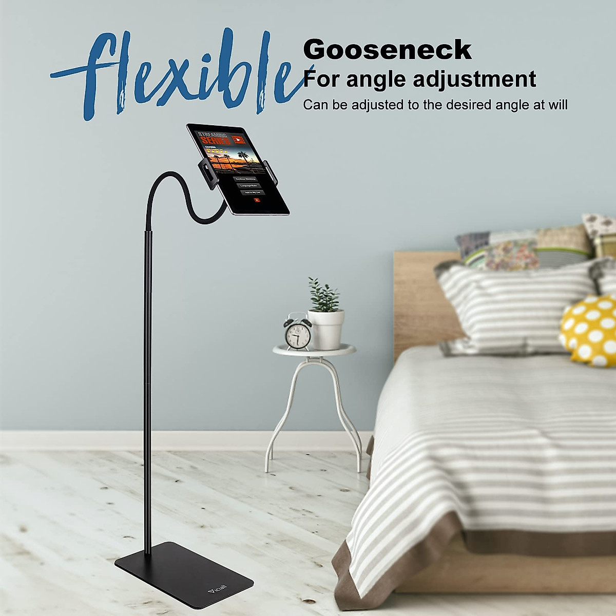 VICIALL Tablet Stand Adjustable, Gooseneck Swivel Tablet Holder Mount with Adjustable Height & Heavy Duty Stable Base, Compatible with iPad Mini, Galaxy Tab, Kindle, Cell Phones