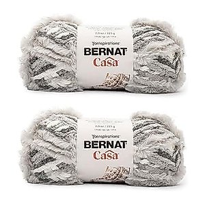 Bernat Casa Gray Cloud Yarn - 2 Pack of 226g/8oz - Polyester - 6 Super Bulky - Knitting, Crocheting & Crafts