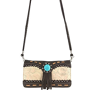 Zelris Turquoise Concho Floral Women Crossbody Trifold Wallet (Turquoise)