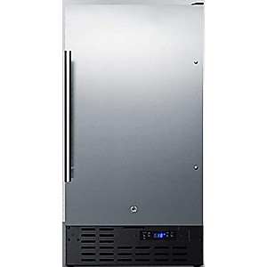 Summit Appliance FF1843BSSADA ADA Compliant 18" Wide Built-in Undercounter All-refrigerator with Stainless Steel Door, Black Cabinet, Digital Thermostat, Automatic Defrost and Front Lock