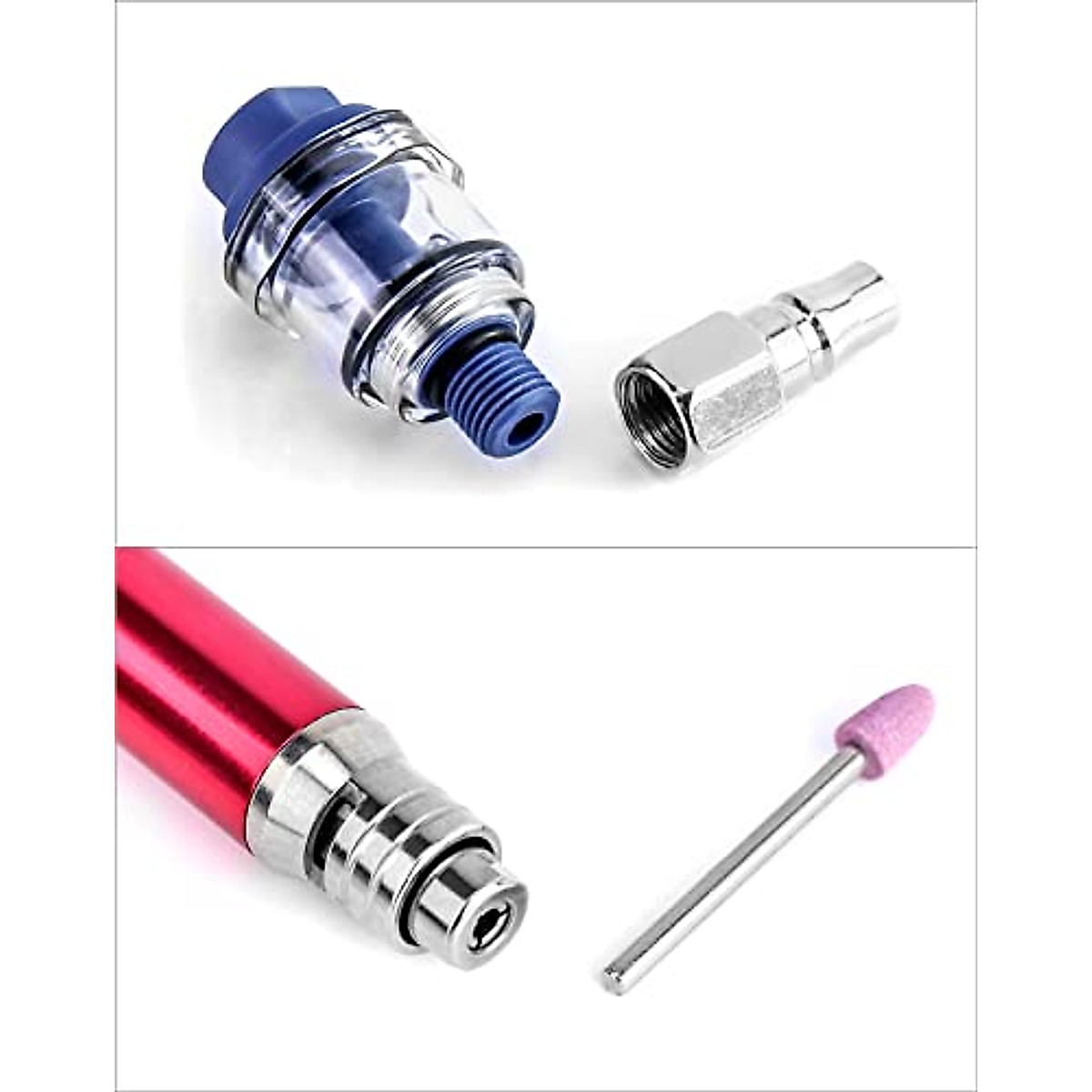 QWORK Air Micro Grinder, 1/8" Mini Pencil Polishing Cutting Tool Pneumatic Pencil Die Grinder, 65000 RPM Free Speed