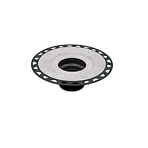 Schluter Systems Kerdi Shower Drain Cover Kit with Vertical ABS 2 Inch Flange, 4 Inch Drain Grate Curve Design with Matte Black Finish, and with Corners and Seals for ABS Plastic Pipe