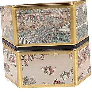 Didiseaon metal cookie tin snack container metal can with lid snacks container coffee bean jar loose leaf tea storage round tea tin tea bag holder teabags organizer tea and coffee organizer